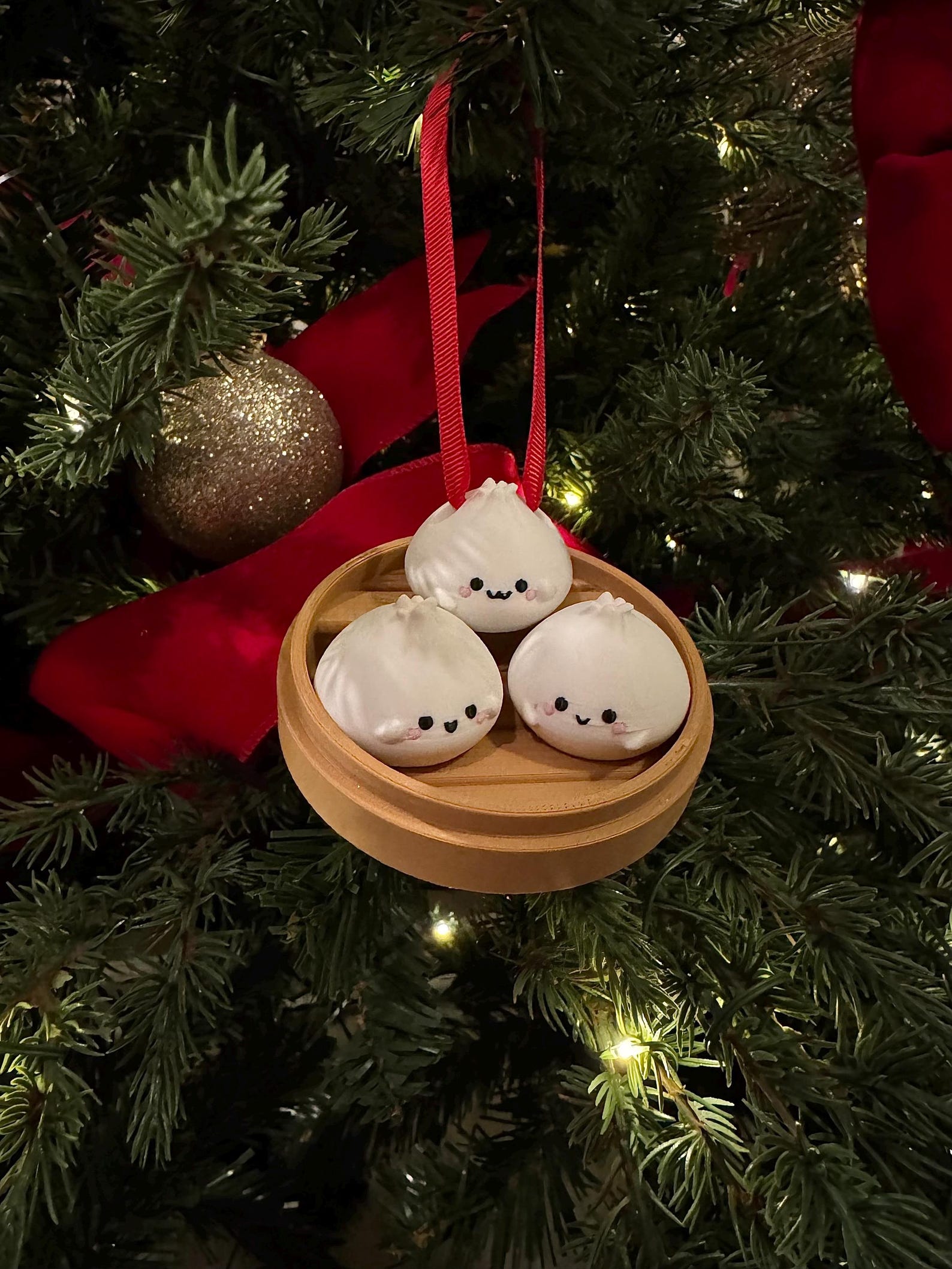 Kawaii Dim Sum Christmas Ornament: 3D Printed Dumpling in Steam Basket ...