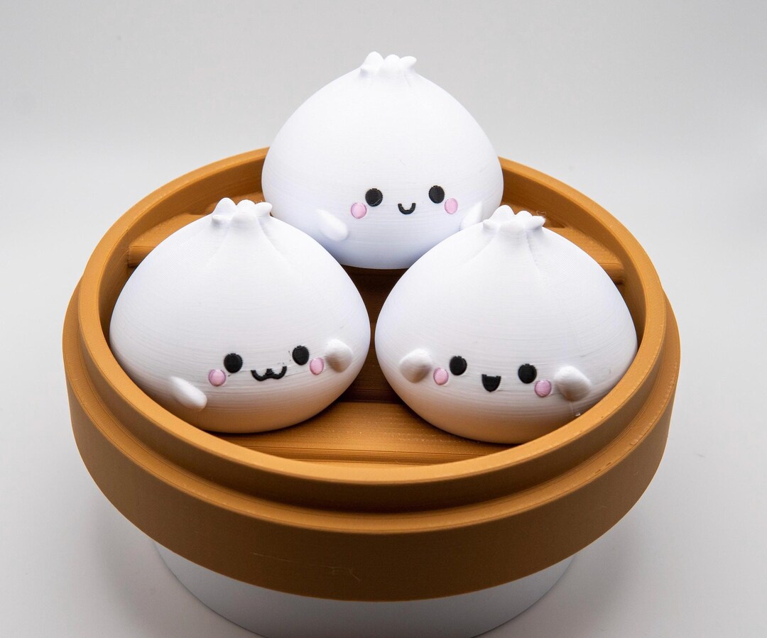 Kawaii Dim Sum Figurines: 3D Printed Desk Toy With Steam Basket - Etsy