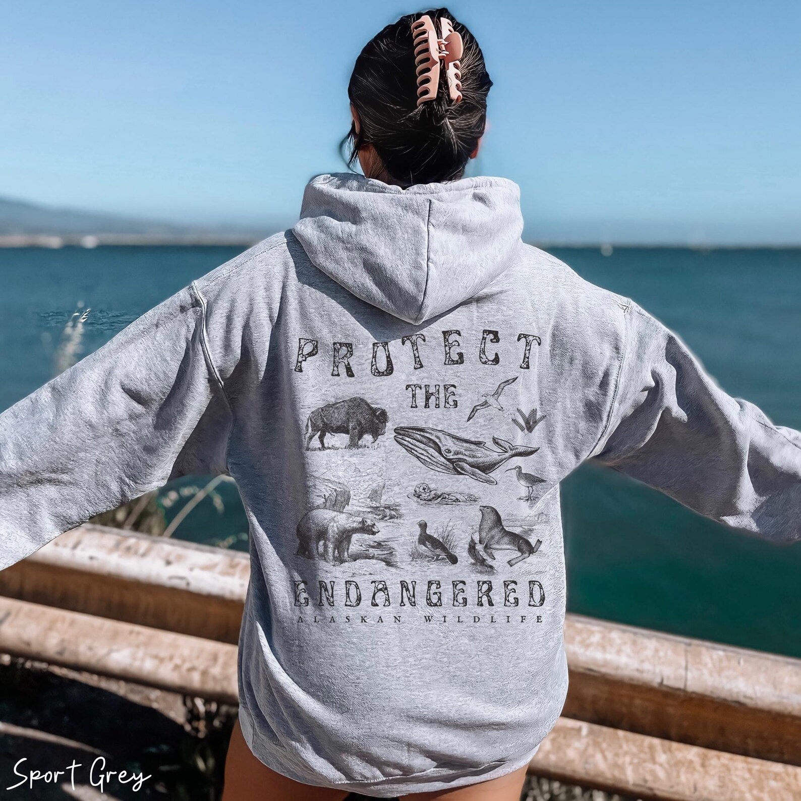 Alaska Hoodie Protect the Endangered Alaskan Wildlife Alaska Sweatshirt ...