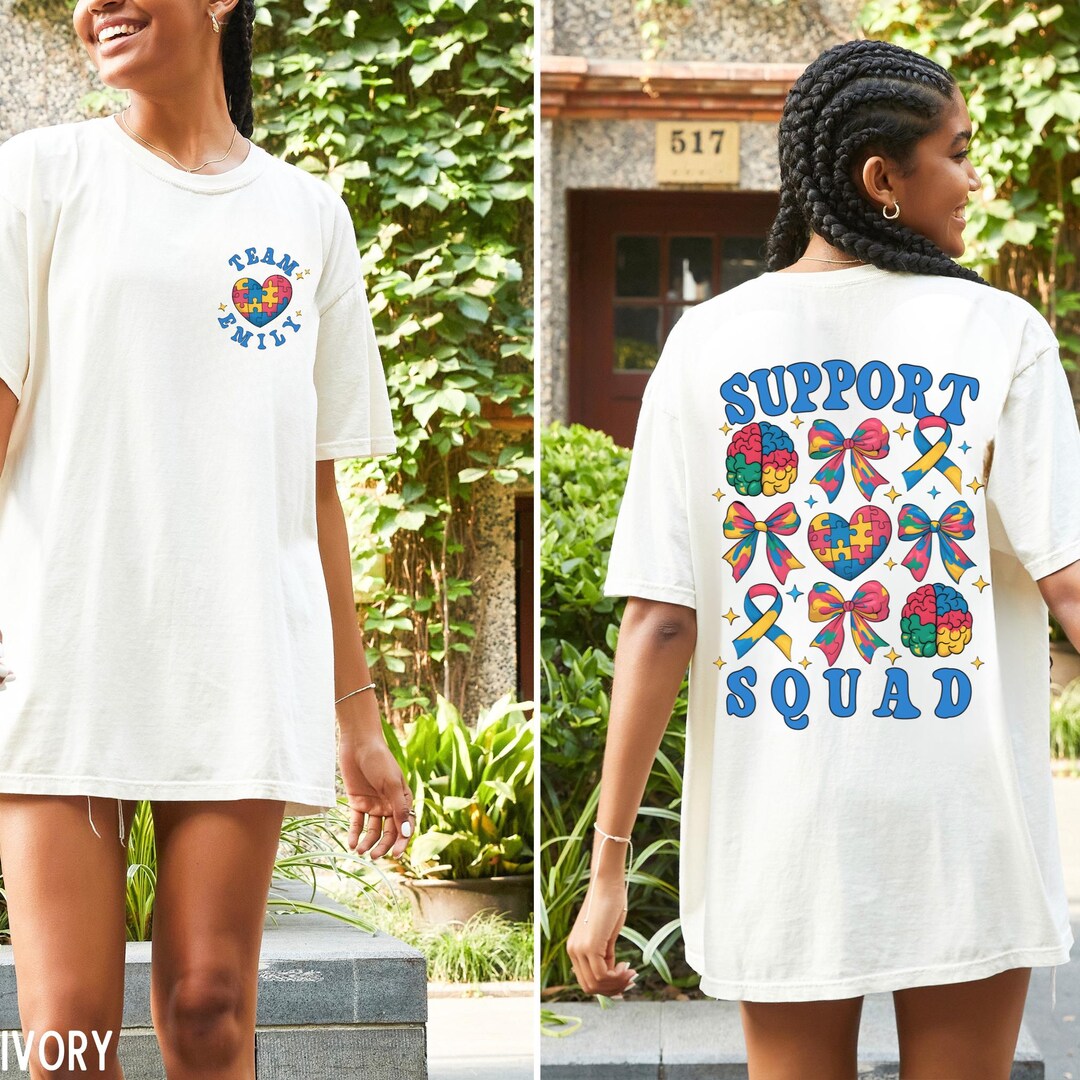 Customizable Autism Awareness Support Squad Shirt Personalized Autistic ...