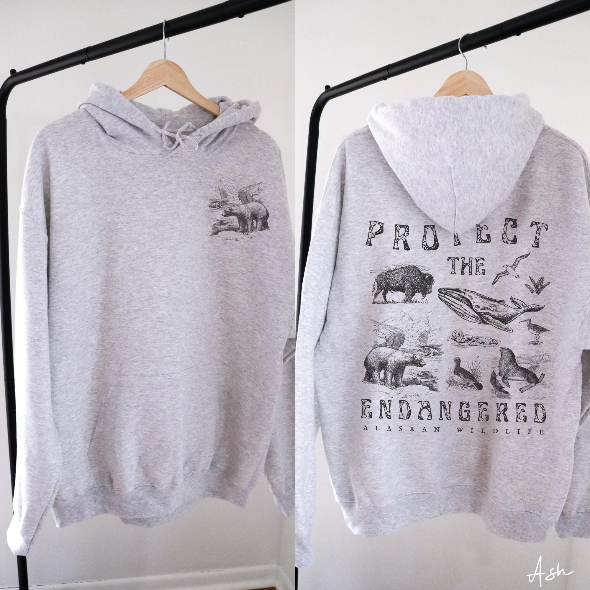 Alaska Hoodie Protect the Endangered Alaskan Wildlife Alaska Sweatshirt ...