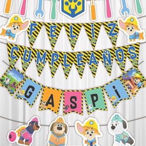 Pupstruction Printable Birthday Party Decoration. Cachorros a La Obra ...