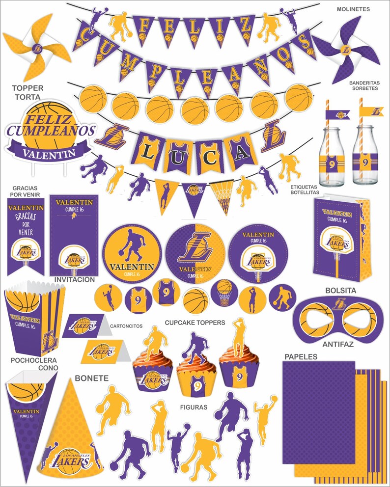 Lakers Printable Birthday Party Decoration - Etsy