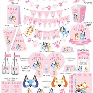 Bluey Pink Colors Printable Birthday Party Decoration - Etsy Canada