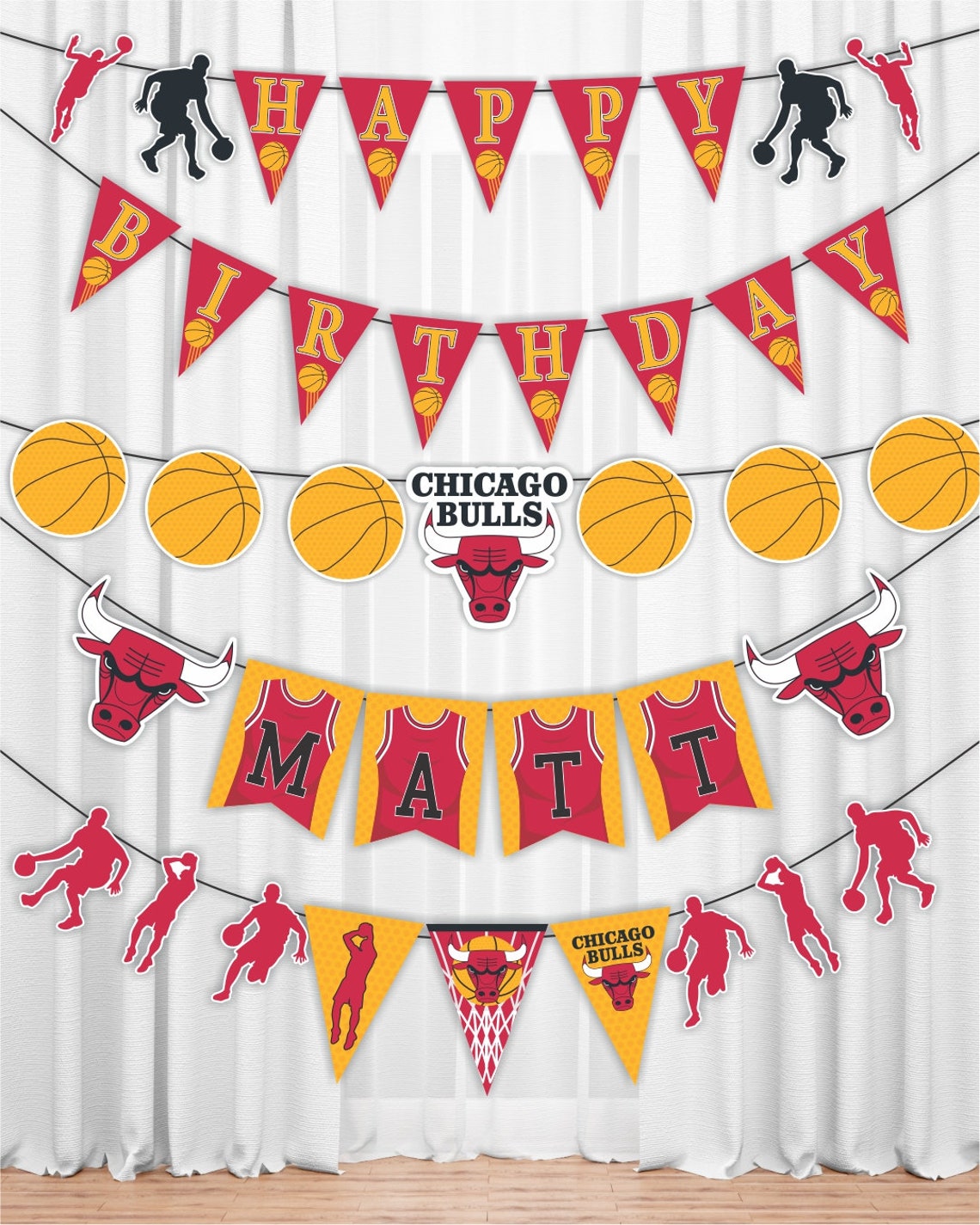 Chicago Bulls Printable Birthday Party Decoration - Etsy