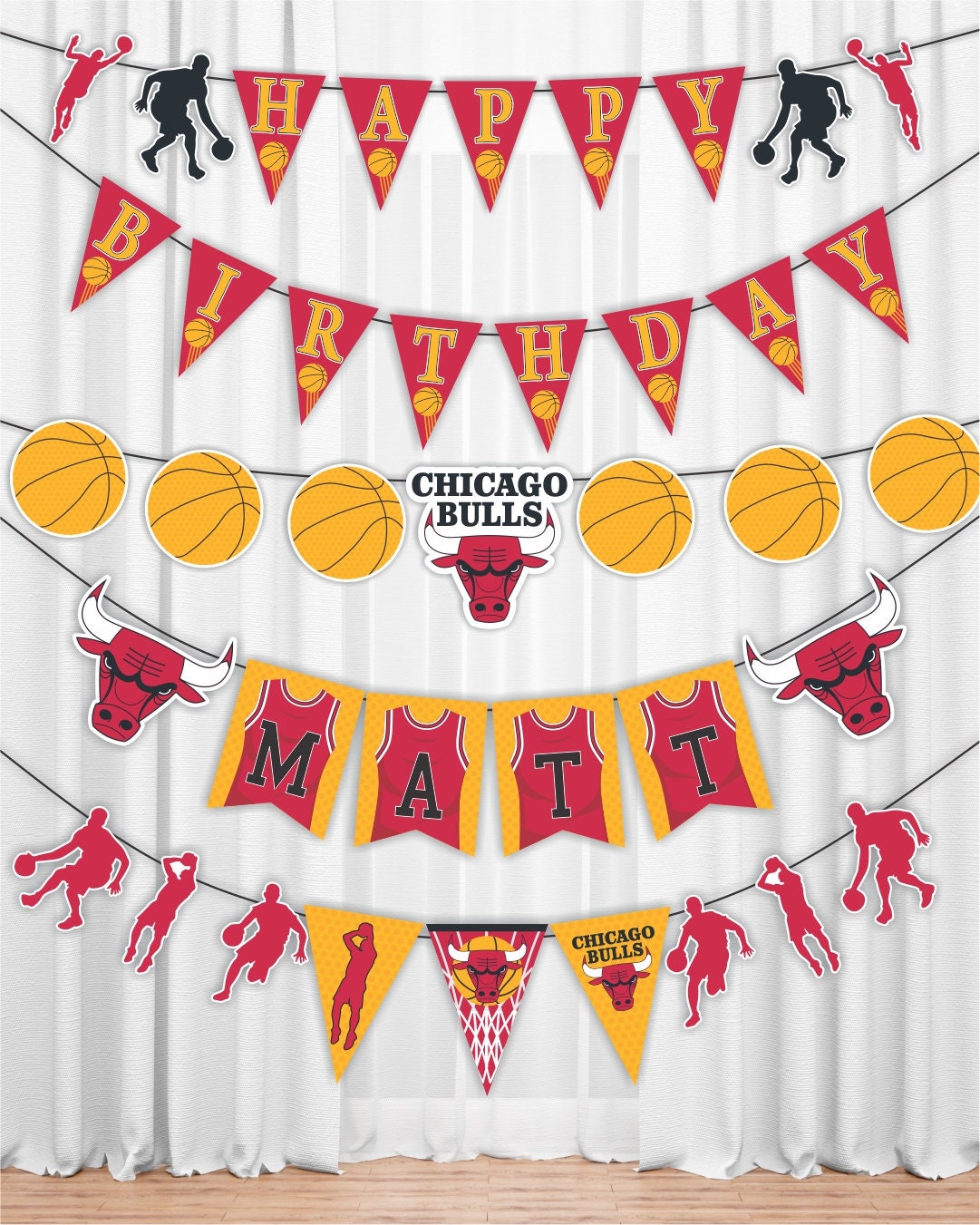 Chicago Bulls Printable Birthday Party Decoration - Etsy