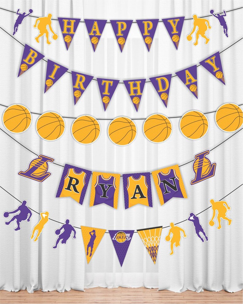 Los Angeles Lakers Happy Birthday Printable Banner. Lakers Party ...