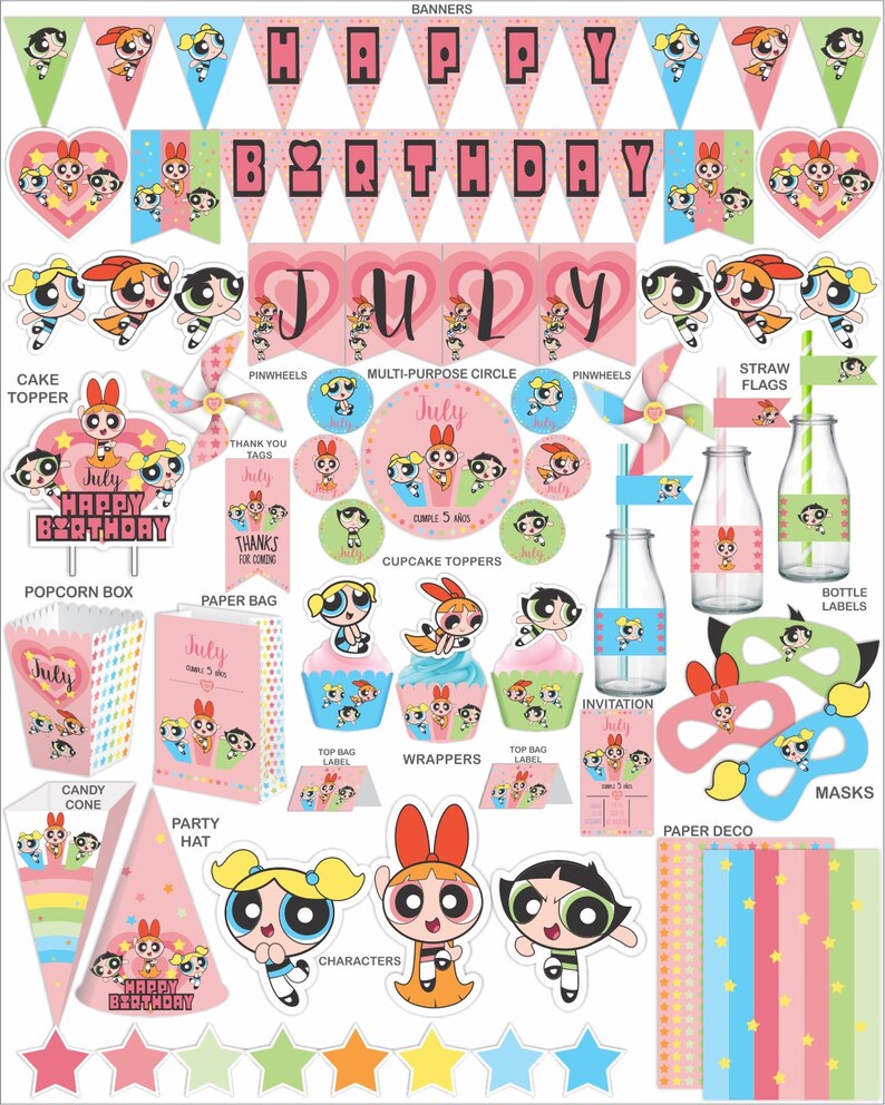 Power Puff Printable Birthday Party Decoration - Etsy