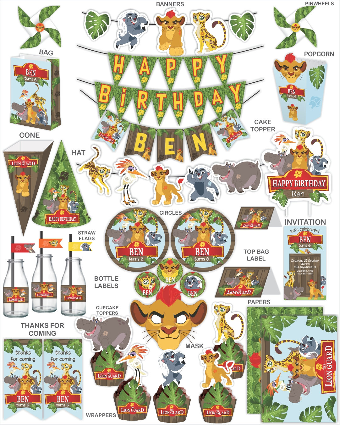 The Lion Guard Printable Birthday Party Decoration.the Lion Guard Party ...