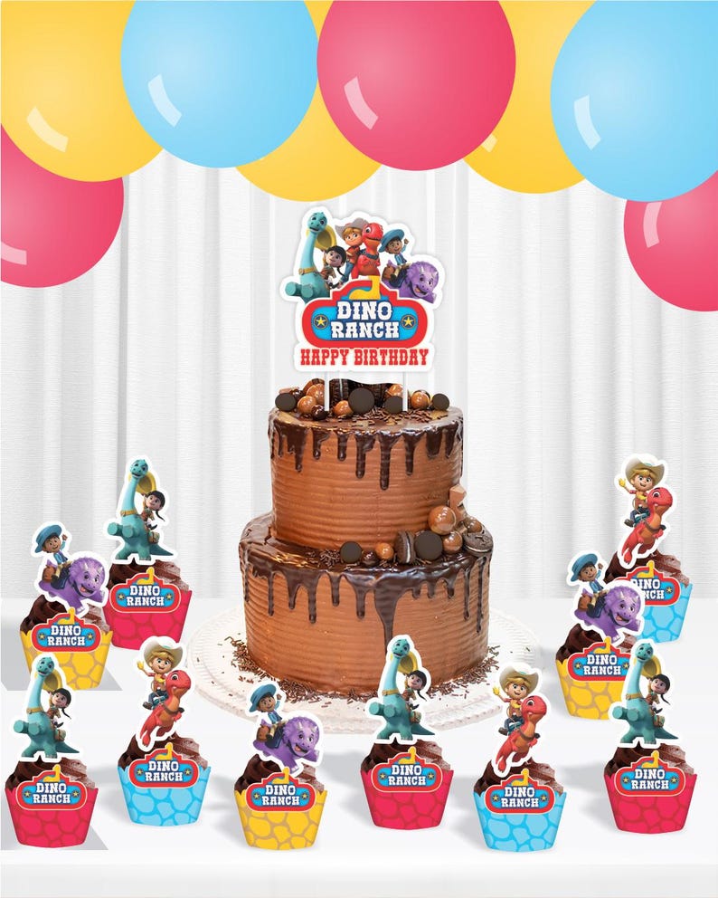 Dino Ranch Printable Birthday Party Decoration. Cupcake Wrappers and ...