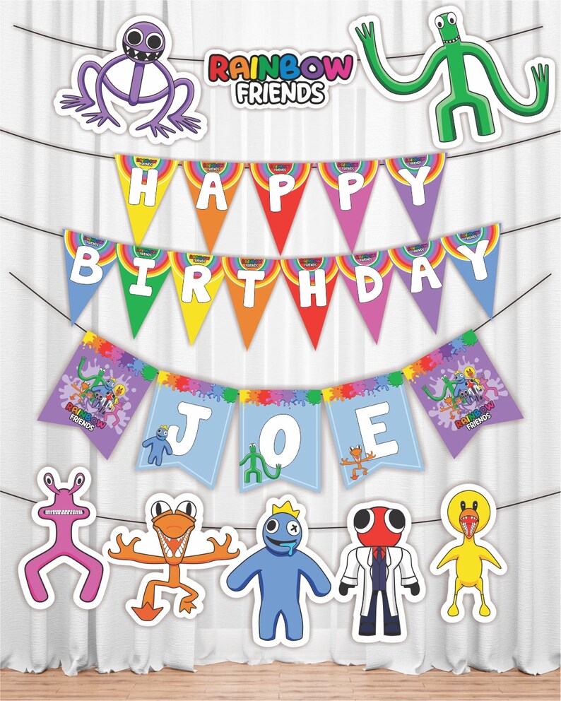 Rainbow Friends Printable Birthday Party Decoration.rainbow Friends ...