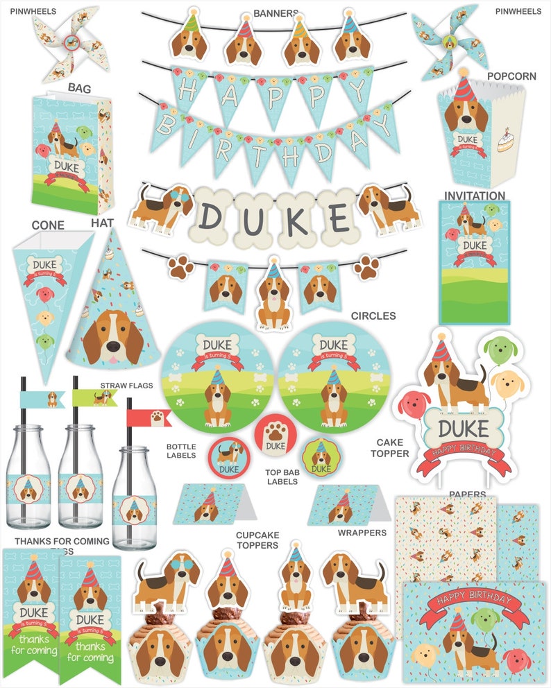 Beagle Printable Birthday Party Decoration - Etsy