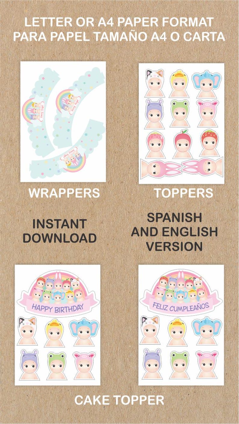 Sonny Angels Printable Birthday Party Decoration. Cupcake Wrappers and ...