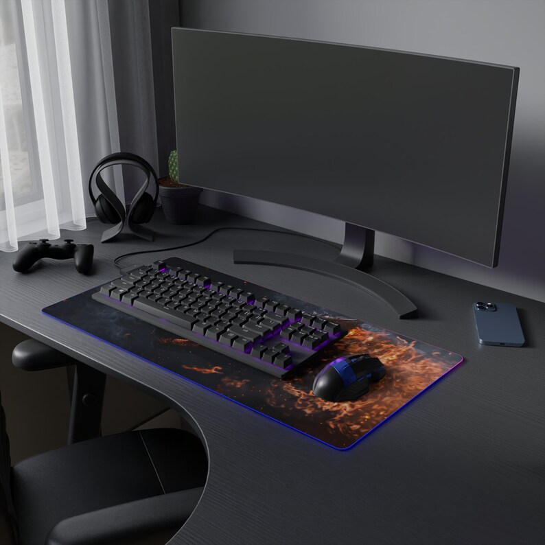 Inferno-wolf Design LED Gaming Mouse Pad, Ravenous Precision Pro Mouse ...