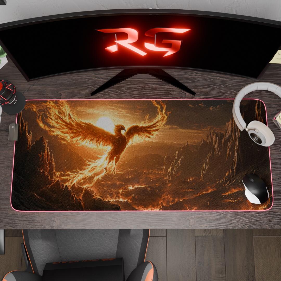Fire Phoenix Design, LED Gaming Mousepad, Ravenous Precision Pro ...
