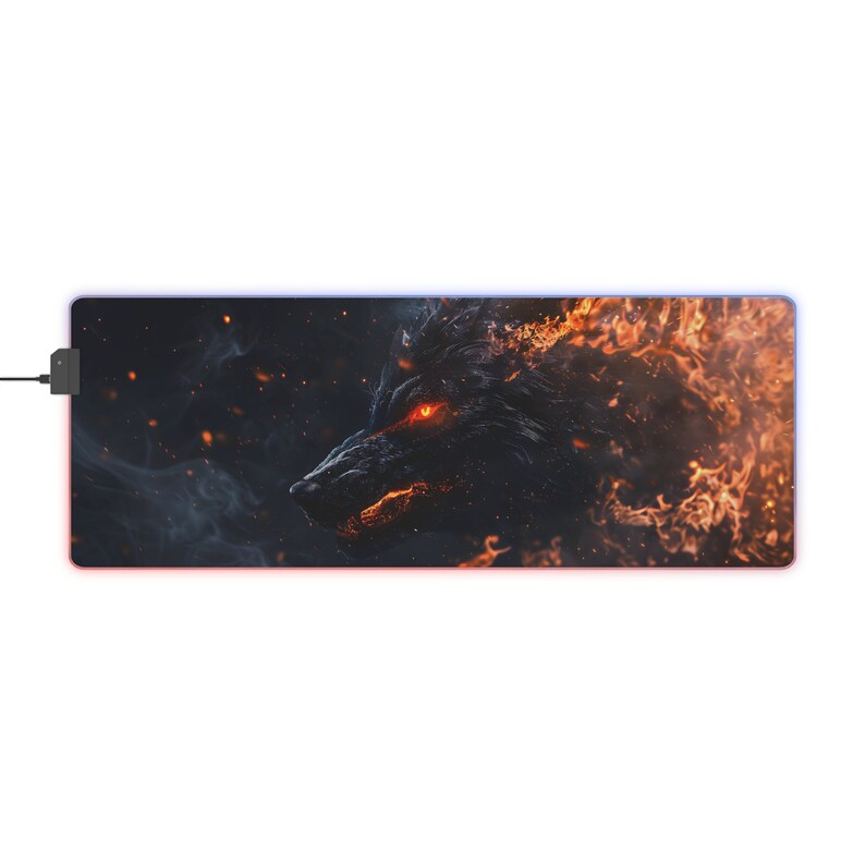 Inferno-wolf Design LED Gaming Mouse Pad, Ravenous Precision Pro Mouse ...