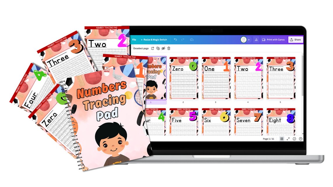 Kids Worksheet Numbers Tracing Pad Printable Busy Books - Etsy