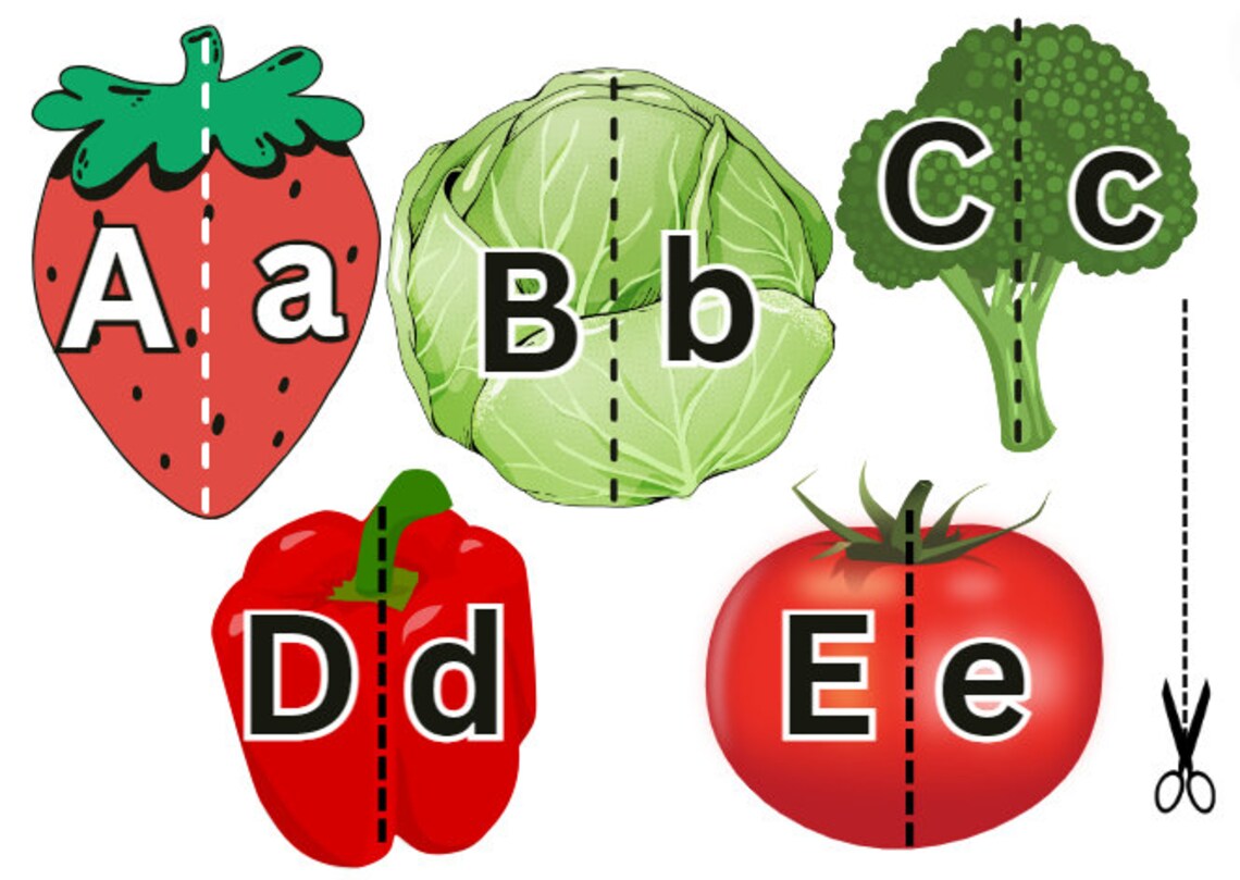 Alphabet Cooking Cut Vegetables and Fruits Printable Busy Books for ...