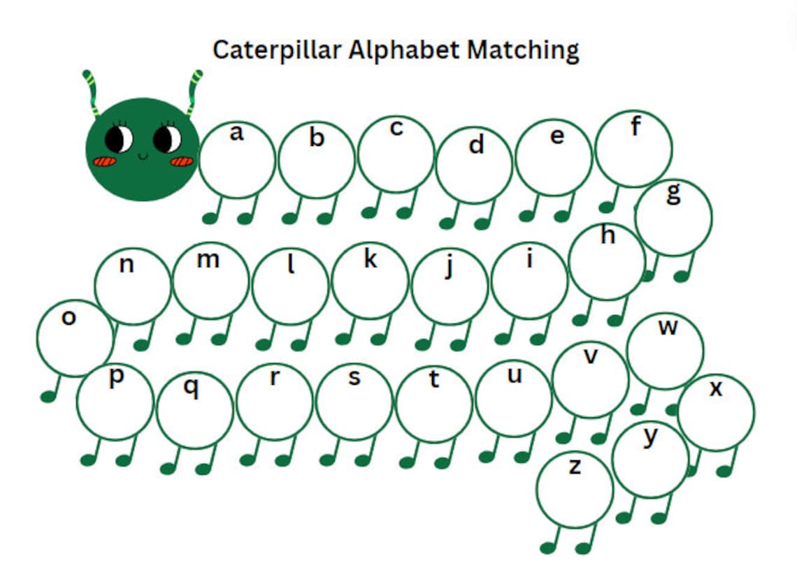 Caterpillar Alphabet Matching Worksheet for Kids Printable Busy Books ...