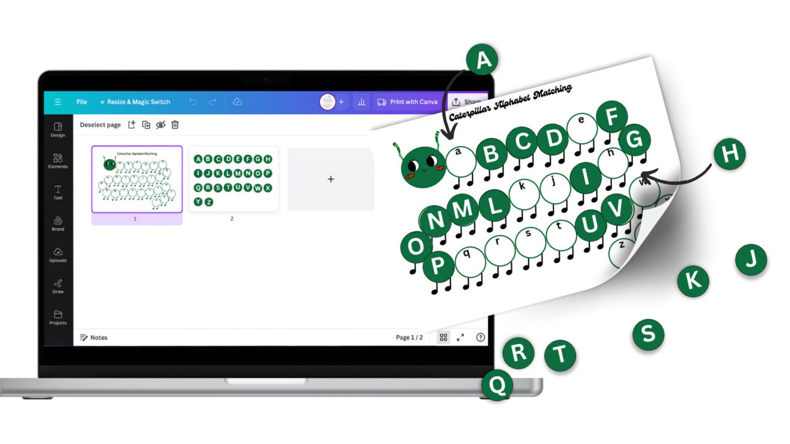 Caterpillar Alphabet Matching Worksheet for Kids Printable Busy Books ...