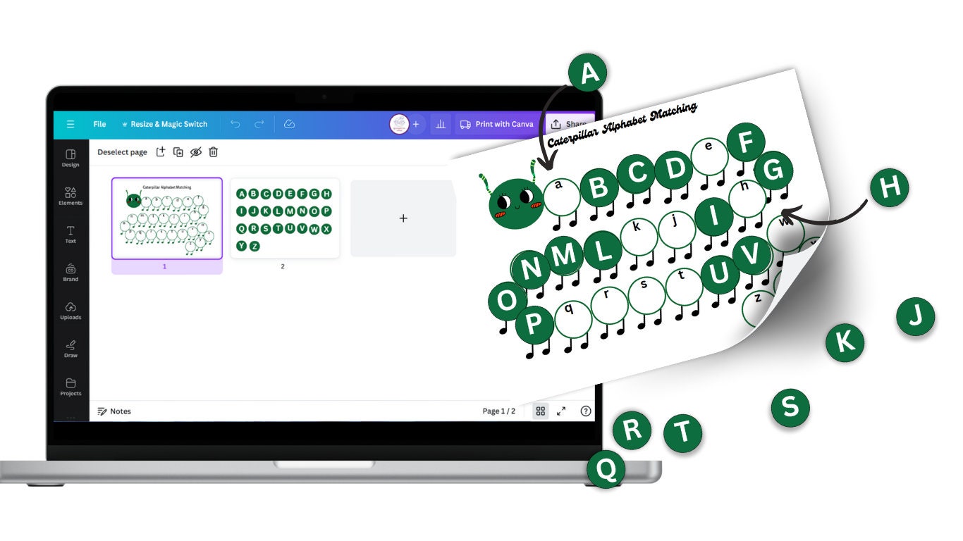 Caterpillar Alphabet Matching Worksheet for Kids Printable Busy Books ...