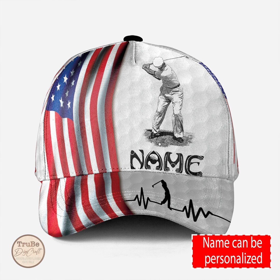 Personalized Golf US Flag Baseball Caps, Custom Name Golf Classic Cap ...
