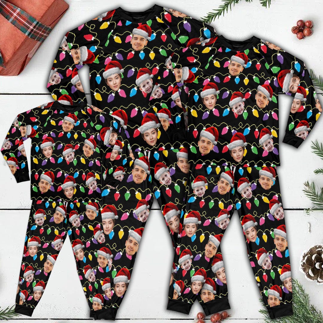 Personalized Family Christmas Pajamas With Photo & Lights - Etsy