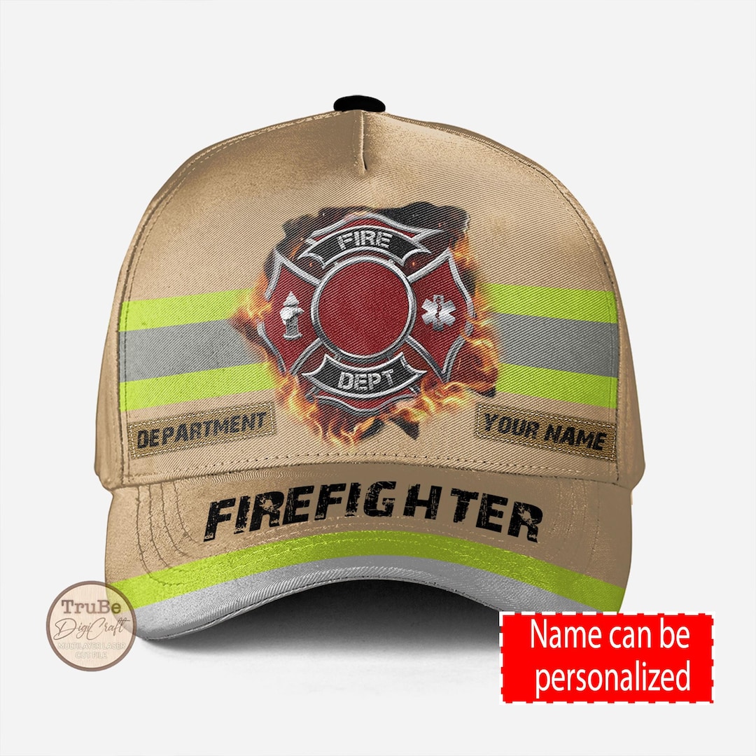 Personalized Firefighter Classic Cap, Custom Name Firefighter Baseball ...