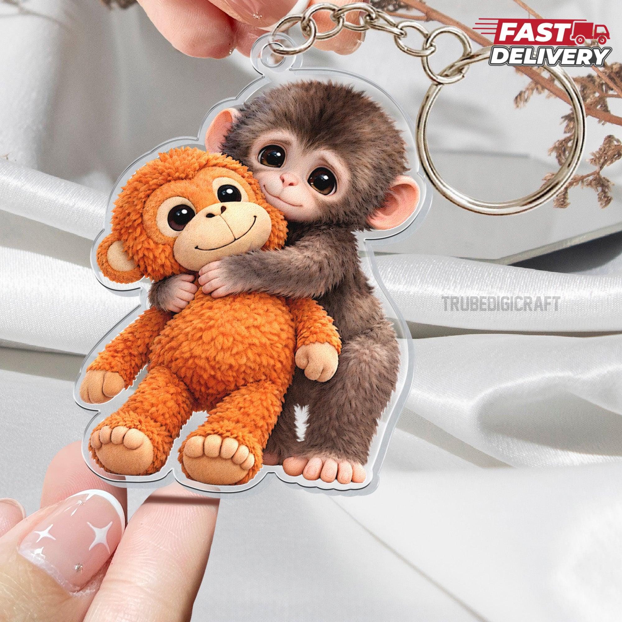 Punch Monkey Acrylic Keychain, Baby Monkey Punch Keychain, Punch Monkey ...