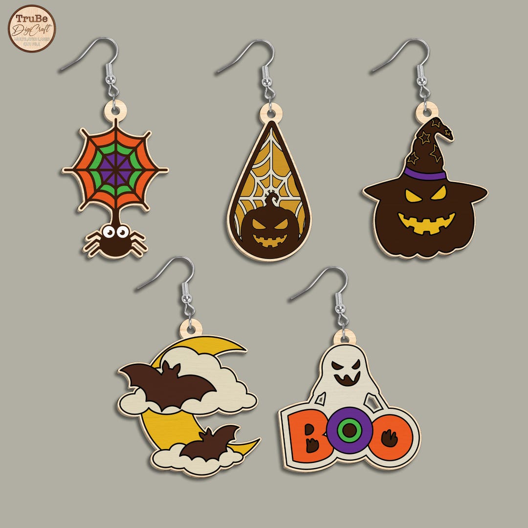 Halloween Icon Boo Earring Svg Laser Cut File, Earring Laser Cut Svg ...