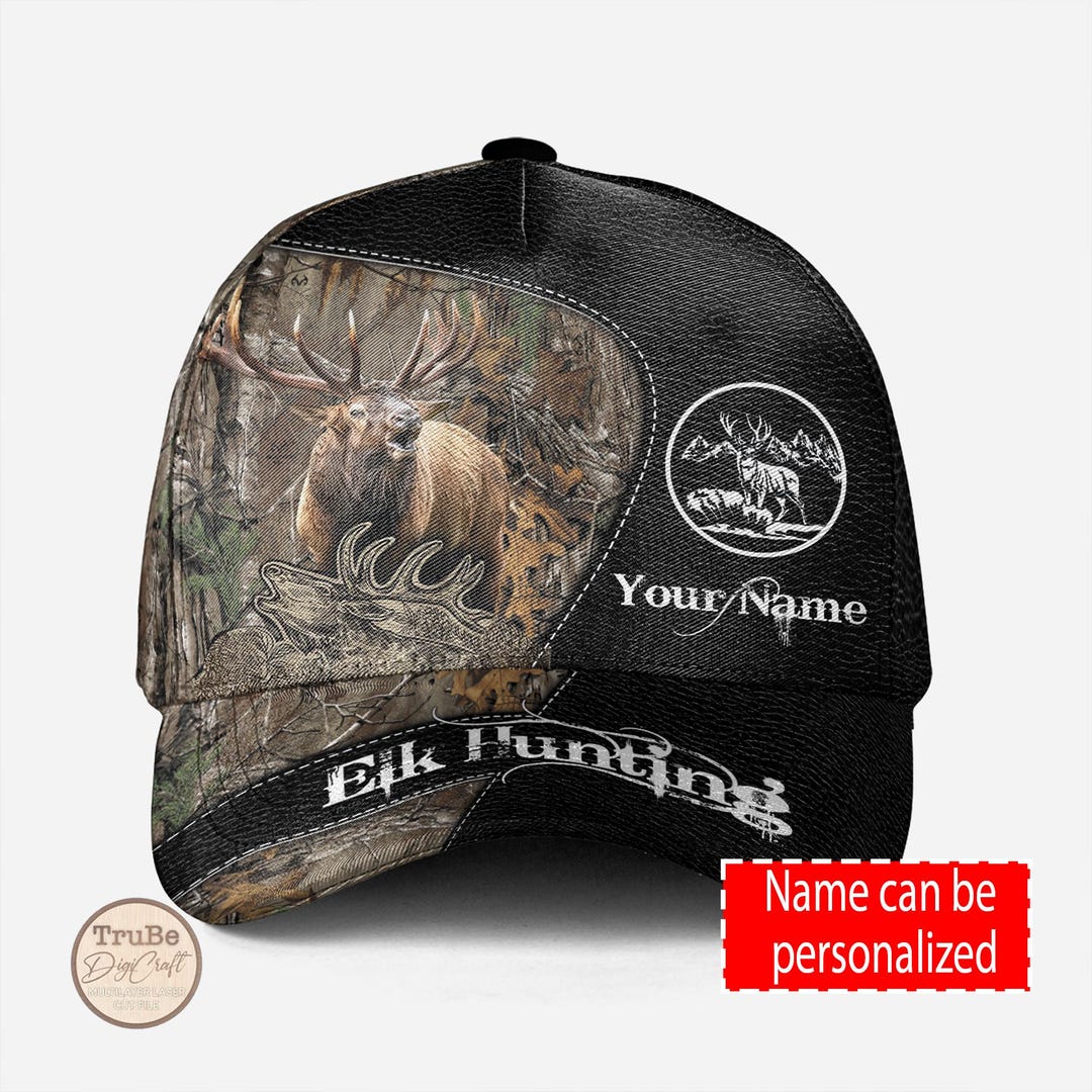 Personalized Elk Hunting Baseball Caps, Custom Name Deer Hunting ...