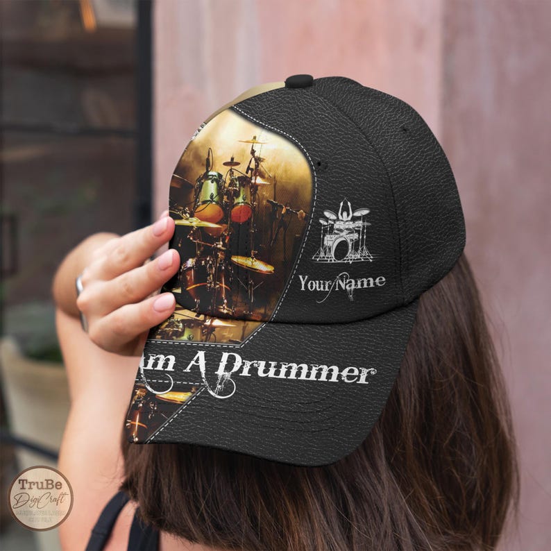 Personalized Drummer Baseball Cap: Custom Name Drum Set Hat - Etsy