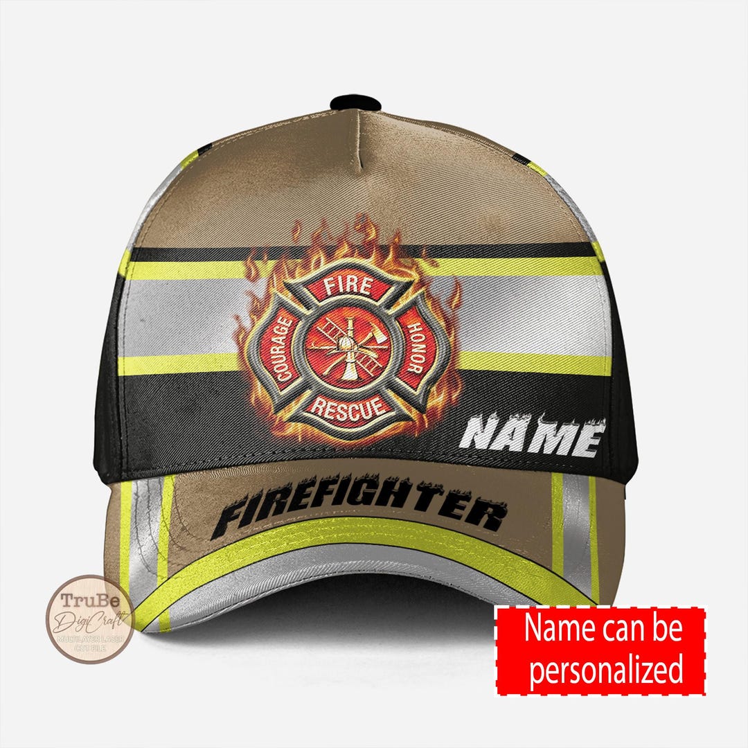 Personalized Name Firefighter Classic Cap, Custom Name Firefighter ...