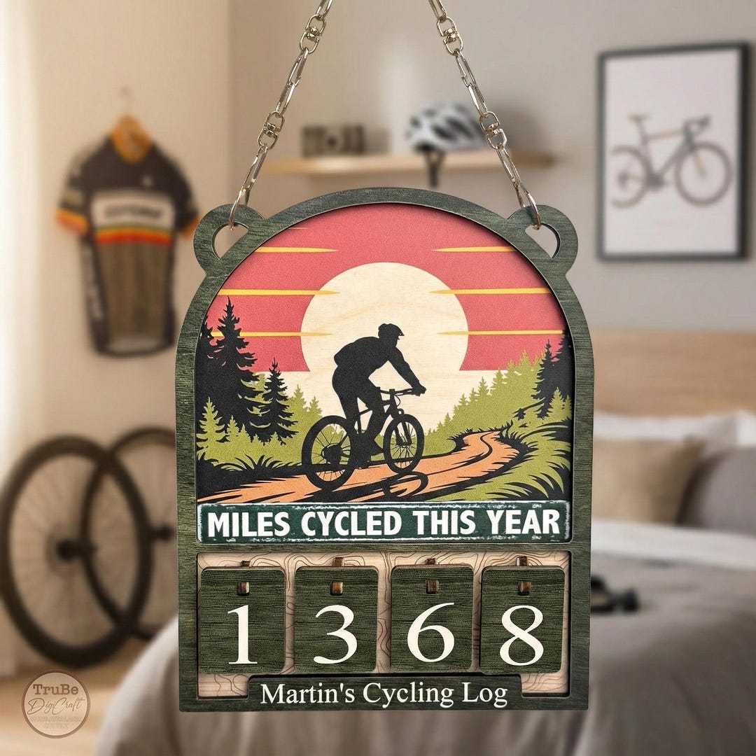 Personalized Miles Cycled This Year Tracker, Custom Name Cycling ...