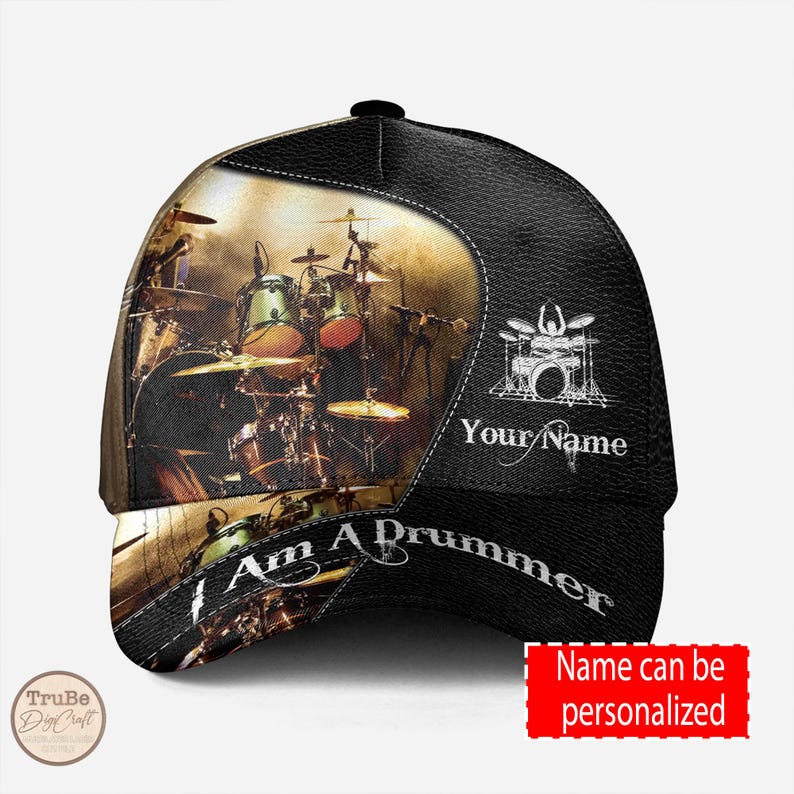 Personalized Drummer Baseball Cap: Custom Name Drum Set Hat - Etsy