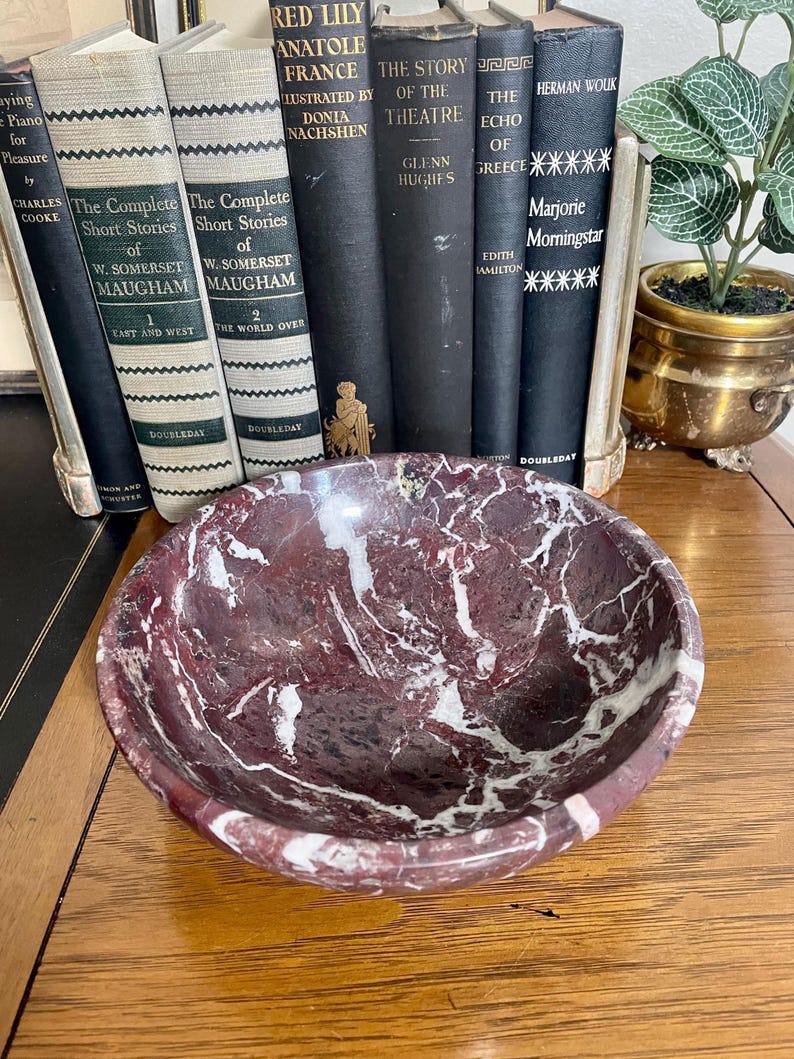 Hand-crafted Cherry Rosso Levanto 8" Bowl, Decorative Marble ...