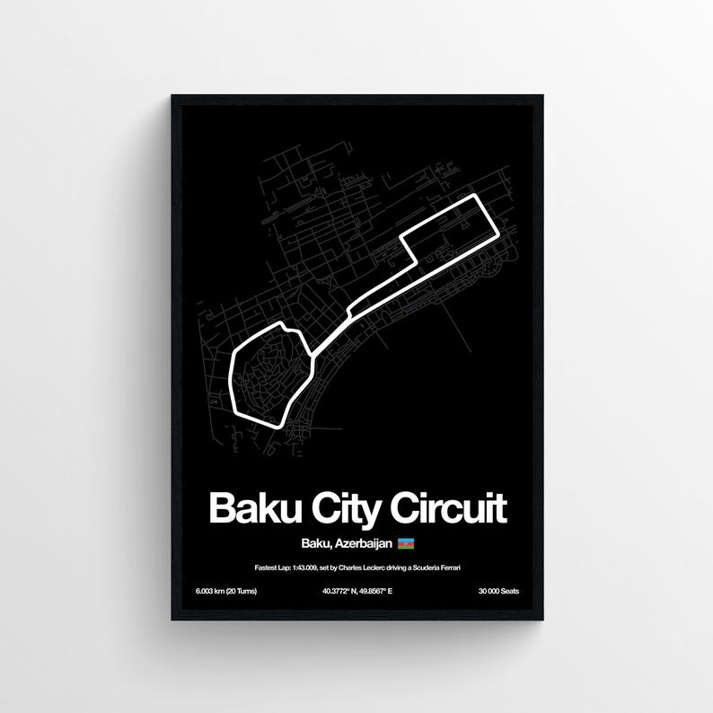 Baku City Circuit Azerbaijan Grand Prix F1 Poster Print Formula 1 ...