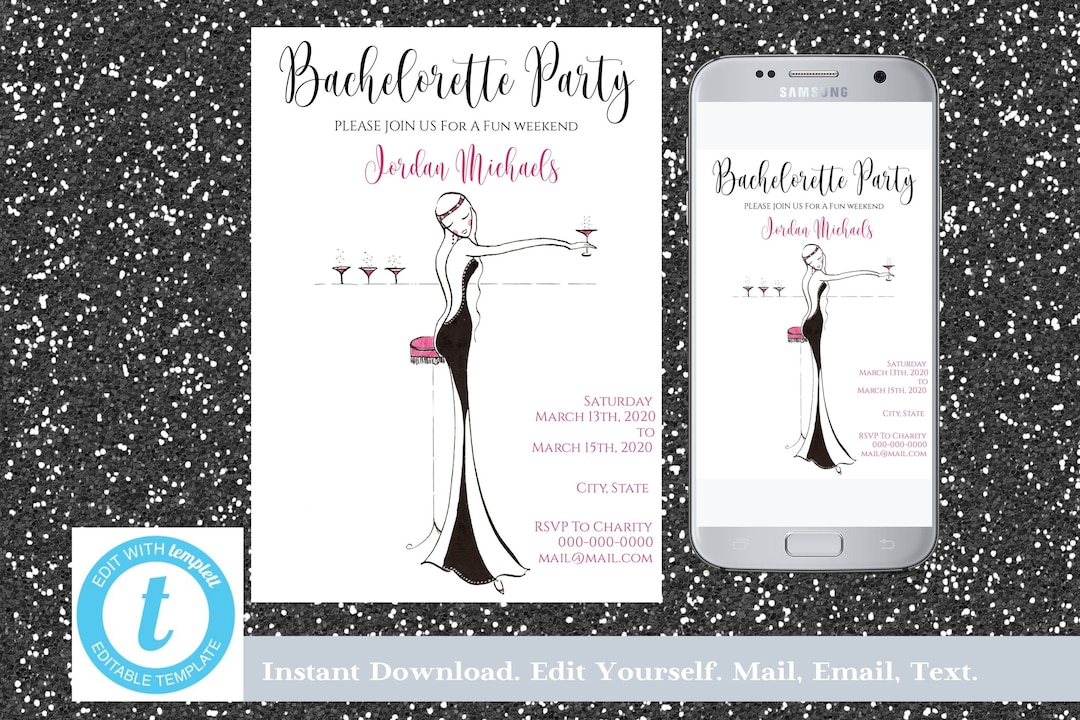 Bachelorette Party Template, Text Bachelorette Weekend Invitation ...