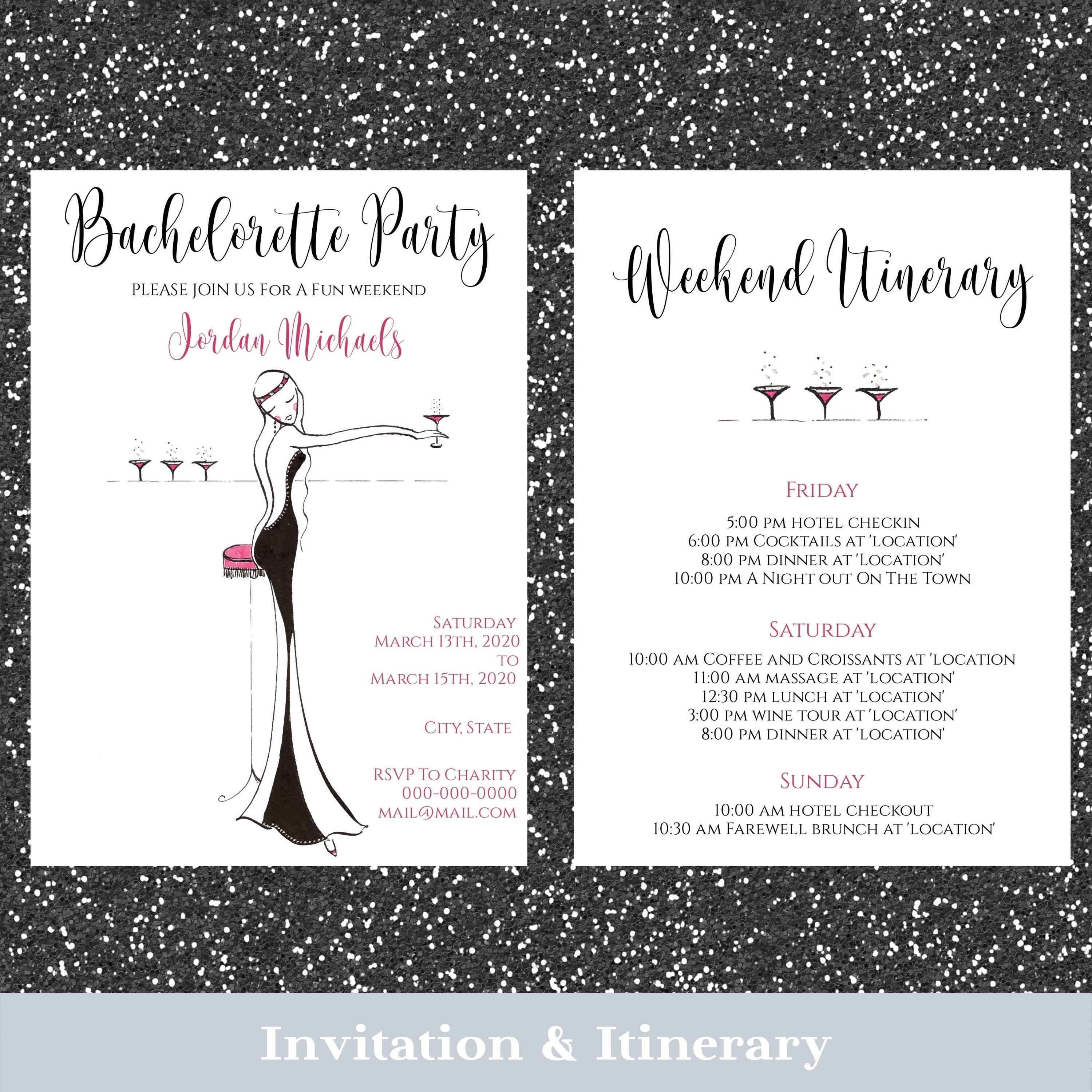 Bachelorette Party Template, Text Bachelorette Weekend Invitation ...