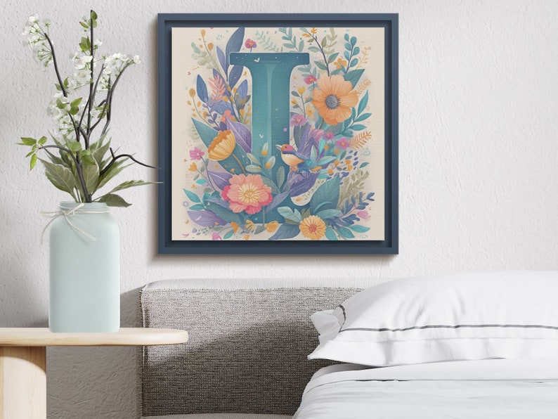 Watercolor Floral Letter I Printable Bohemian Wall Art High Resolution ...
