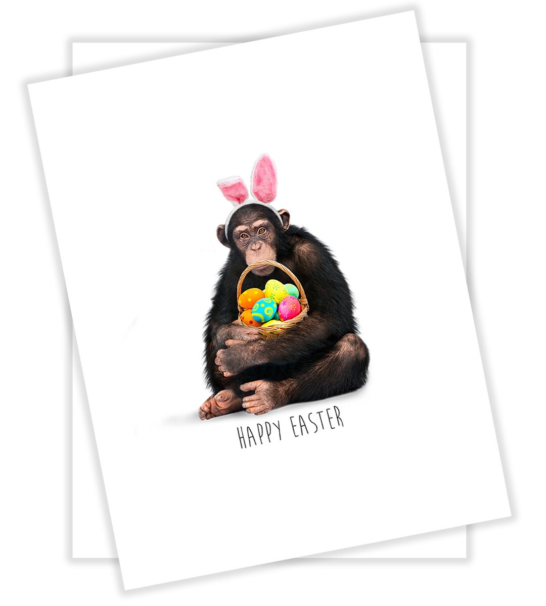 Easter Monkey Blank Greeting Card, Fun Monkey Easter Card, Funny Monkey ...