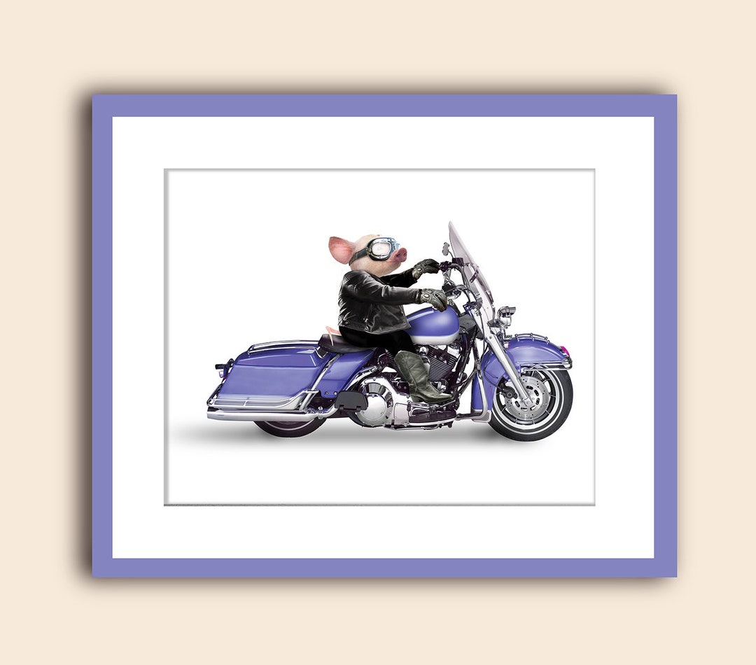 Harley Motorcycle Pig Art Print, Fun Novelty Wall Decor - Etsy