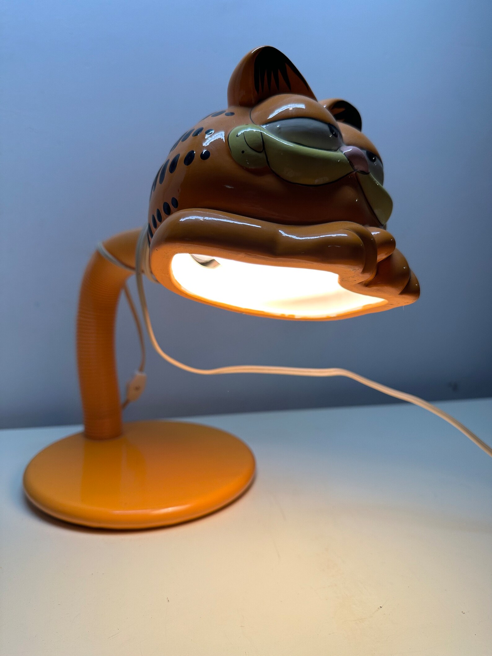 Vintage 1981 Garfield Gooseneck Desk Lamp W/ceramic Shade - Etsy
