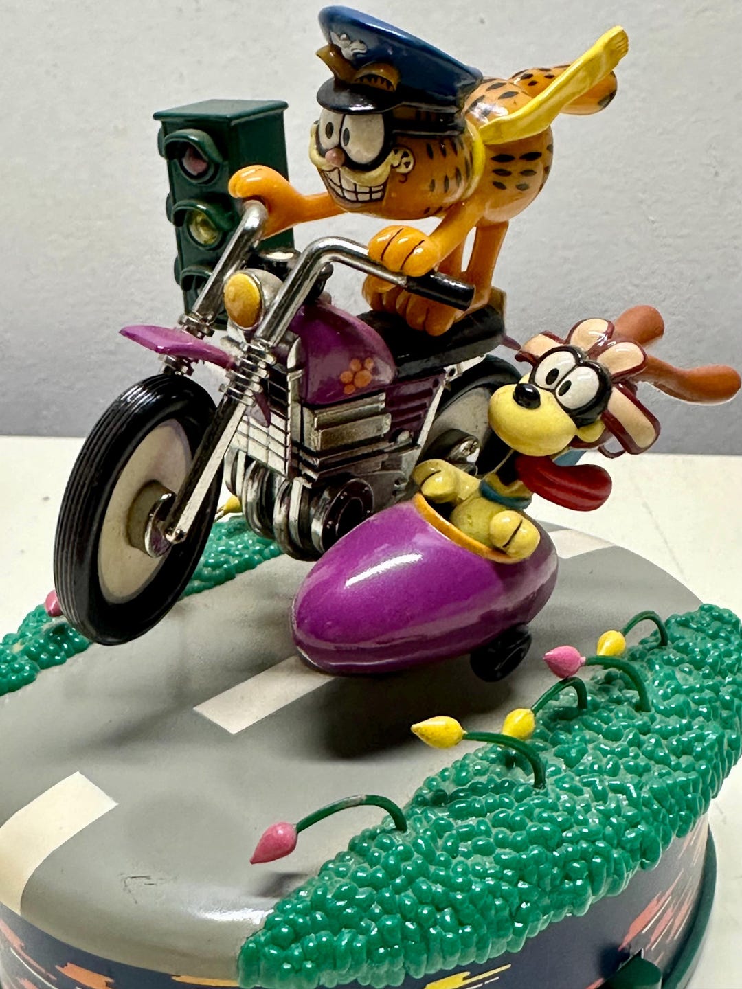 Vintage Garfield Enesco easy Rider Motorcycle Action Music Box Plays ...