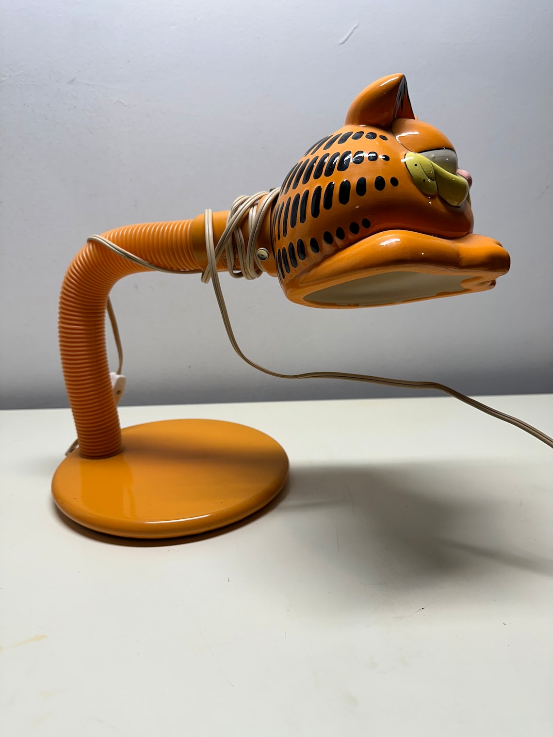 Vintage 1981 Garfield Gooseneck Desk Lamp W/ceramic Shade - Etsy