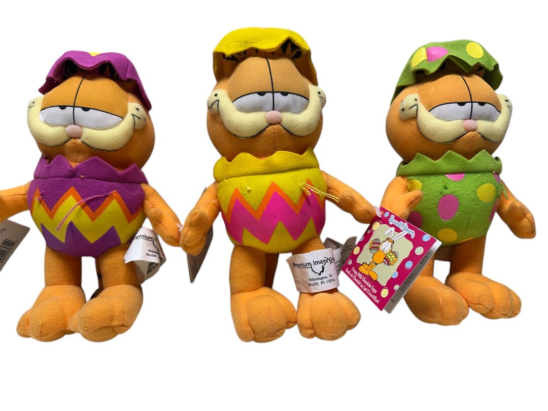 Vintage Trio of Garfield Easter Egg Russell Stover Stuffies Plushies - Etsy