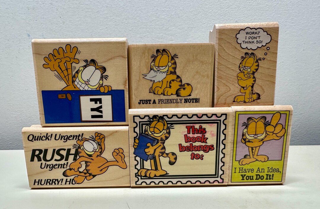 Vintage Wooden Garfield Rubber Stamps Set of 6 - Etsy