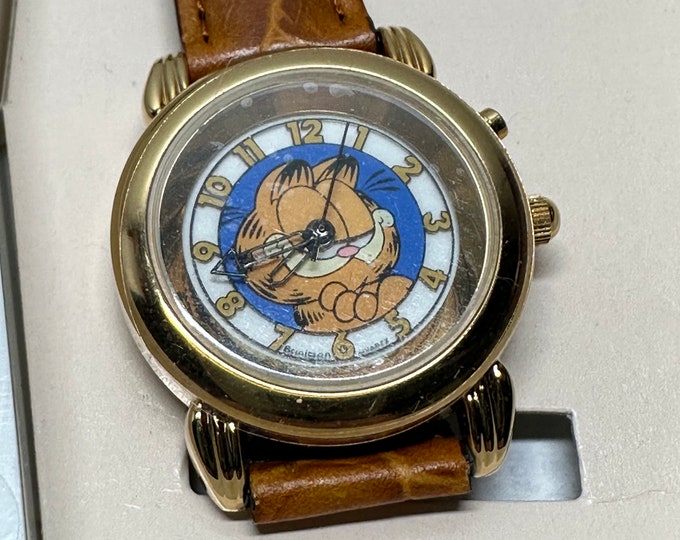 Vintage Garfield Armitron Brown Leather Watch - Etsy