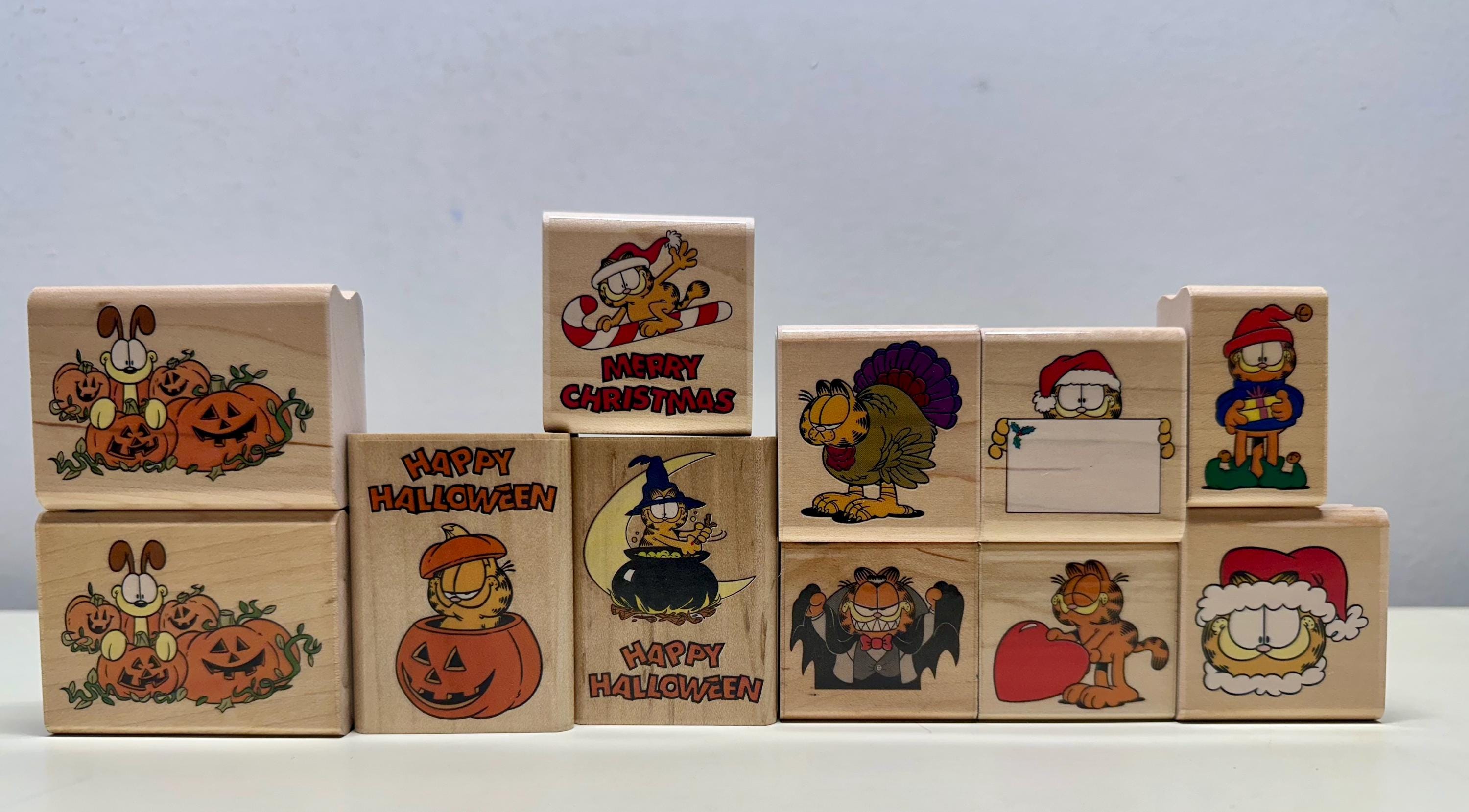 Vintage Wooden Garfield Rubber Stamps Set of 11 Holiday Stamps - Etsy