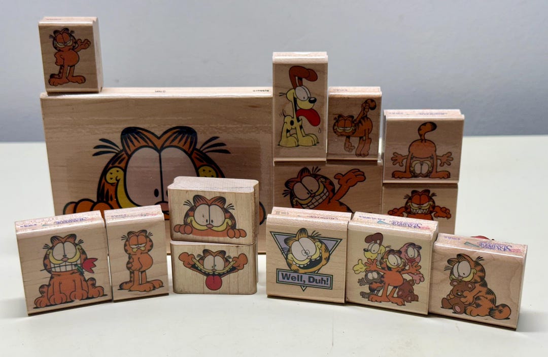 Vintage Wooden Garfield Rubber Stamps Set of 14 - Etsy